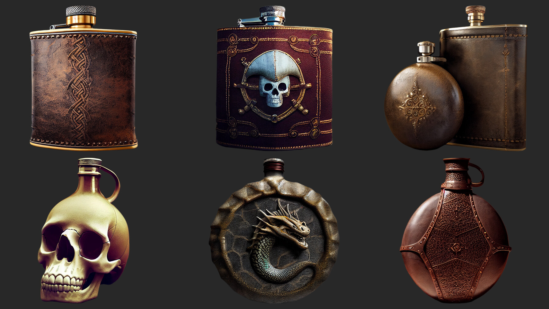 ArtStation - 70 Flasks and Waterskins | Game Assets