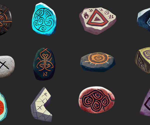 ArtStation - 256 Stylized Runestones | Game Assets