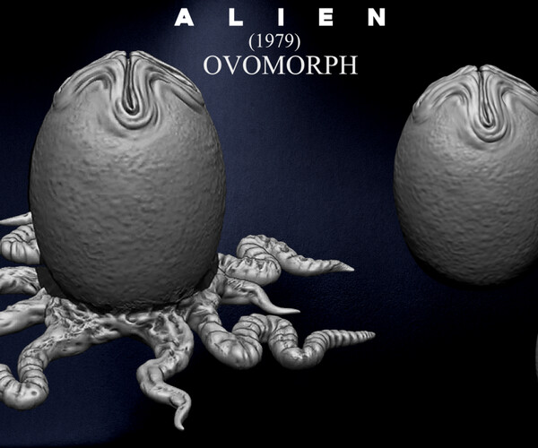 ArtStation - 3D PRINTABLE ALIEN EGG OVOMORPH 1979 WITH ROOTS AND FLAT ...