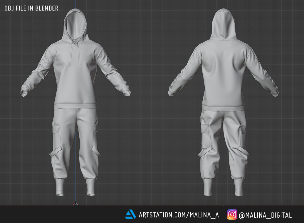 ArtStation - Men's outfit_026. Marvelous designer/Clo + OBJ + Blend ...