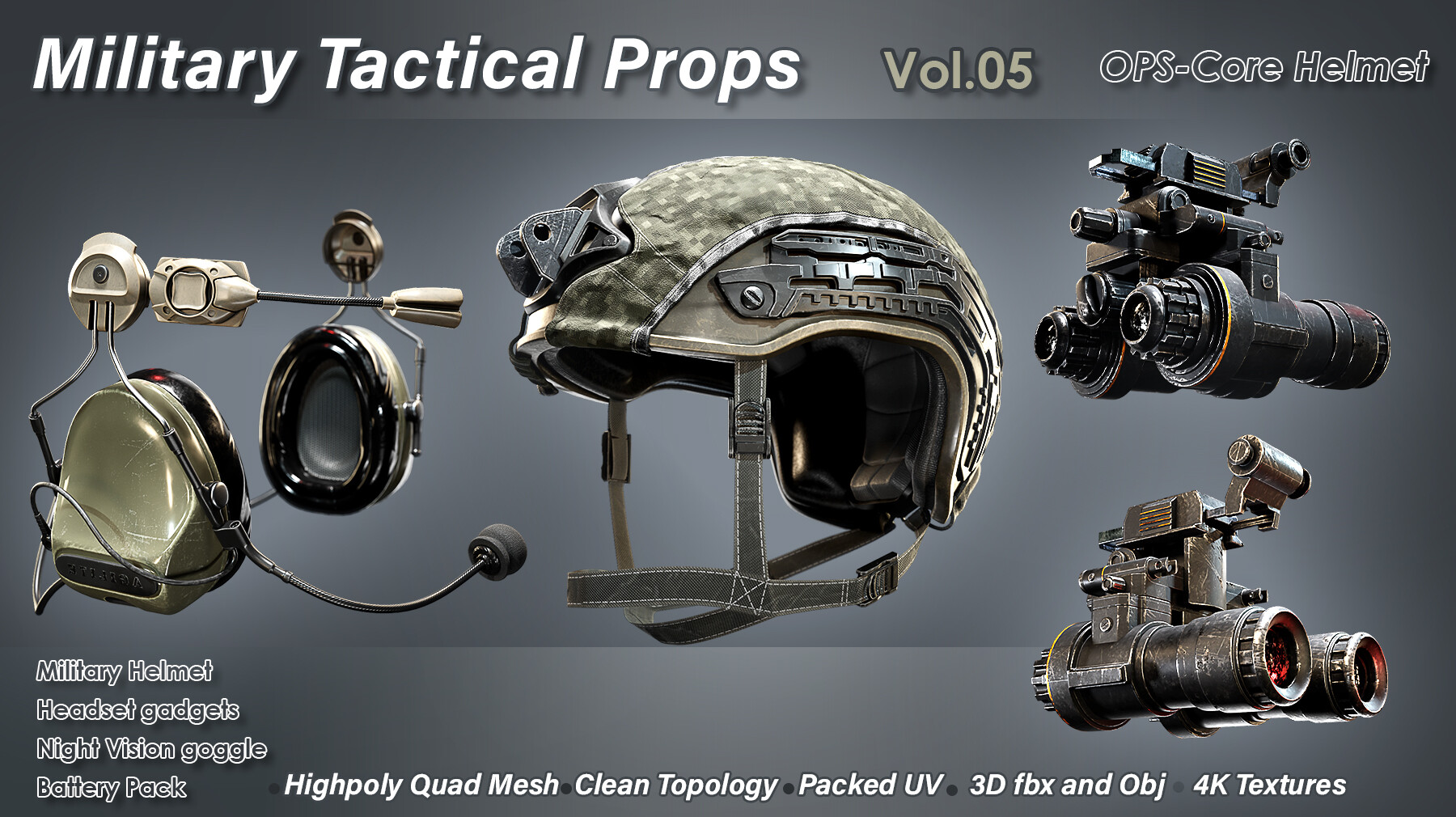 ArtStation - Military Props Vol.05/ OPS-Core Helmet | Game Assets
