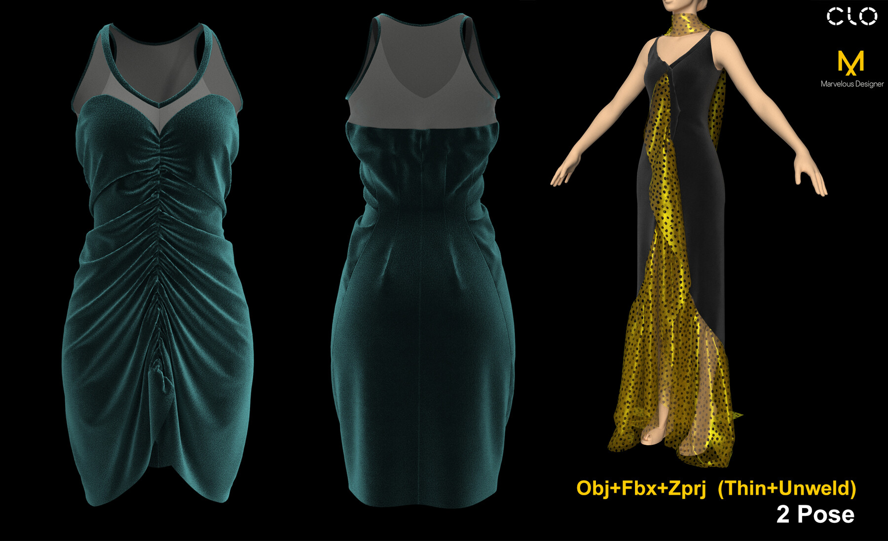 ArtStation - Women's evening dress | Game Assets