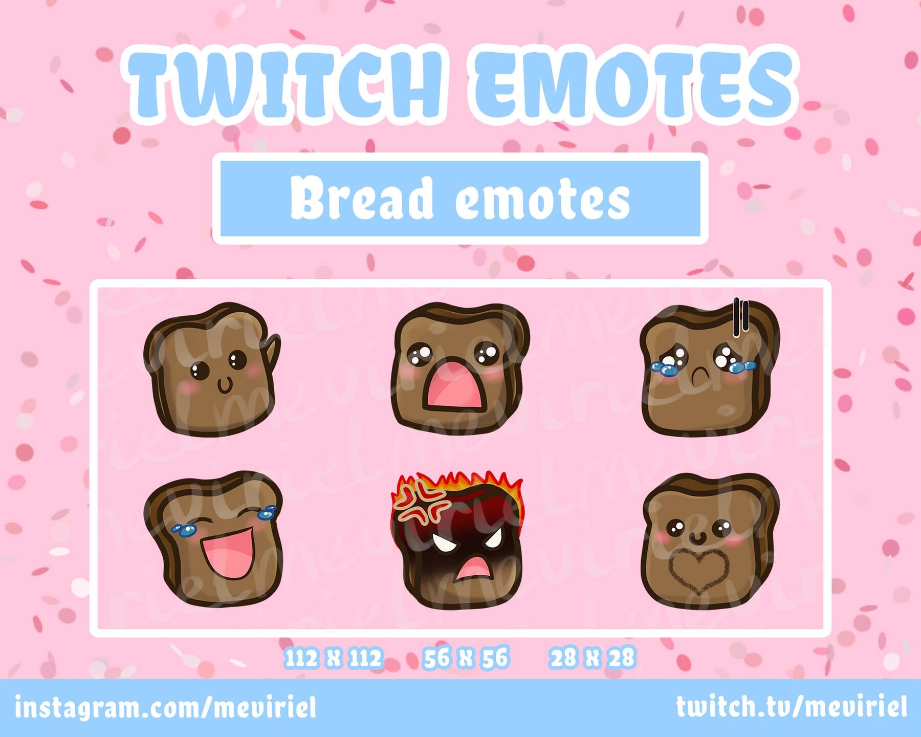 ArtStation - Bread Toast Twitch Emotes pack of 6 | Ready to use | Artworks