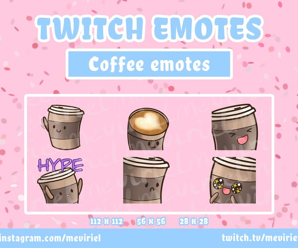 ArtStation - Coffee Twitch Emotes pack of 6 | Ready to use | Artworks