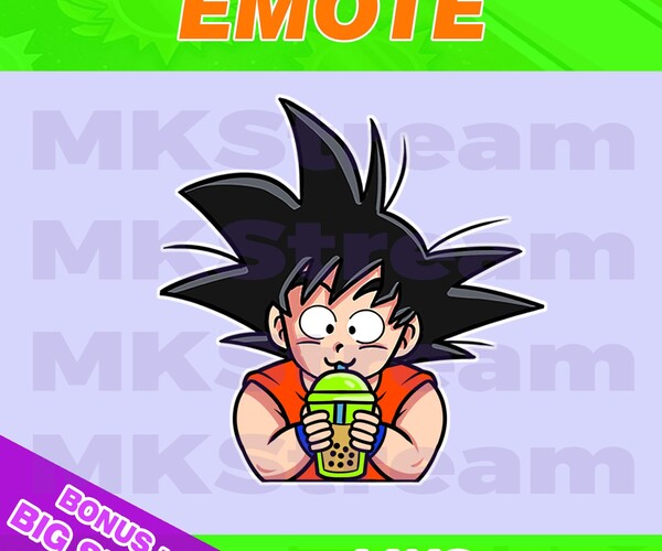 ArtStation - Twitch emotes kid goku sip drink bobba | Artworks