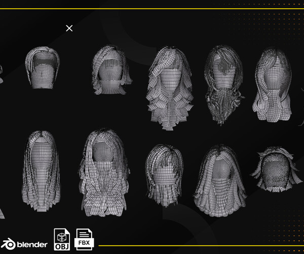 ArtStation - 21 Woman hair Base Mesh | Resources