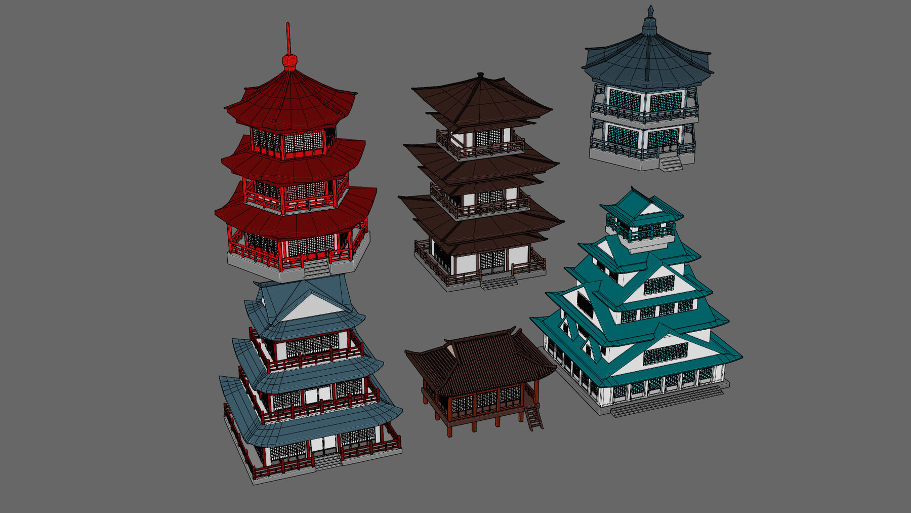 ArtStation - City Japan Low-poly 3D model | Game Assets