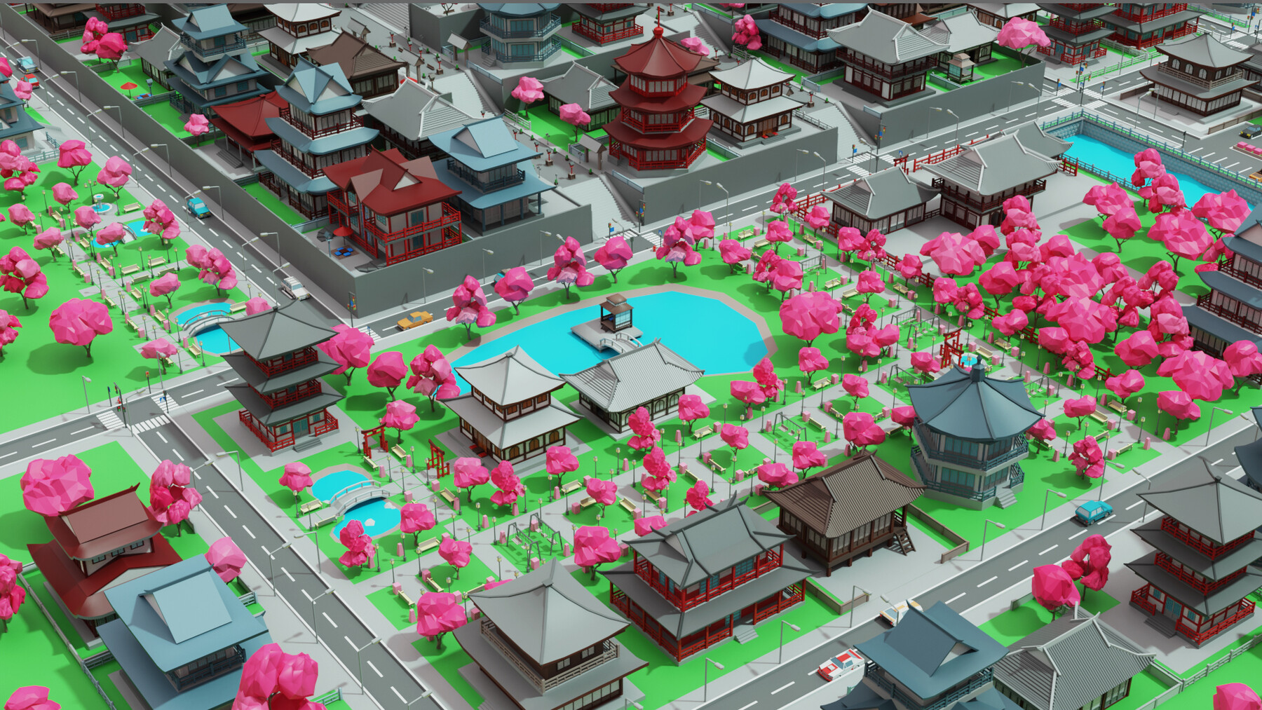 ArtStation - City Japan Low-poly 3D model | Game Assets
