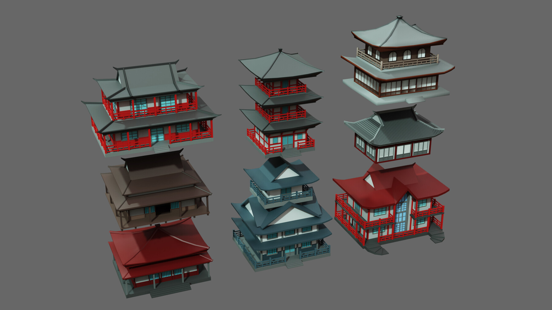 ArtStation - City Japan Low-poly 3D model | Game Assets