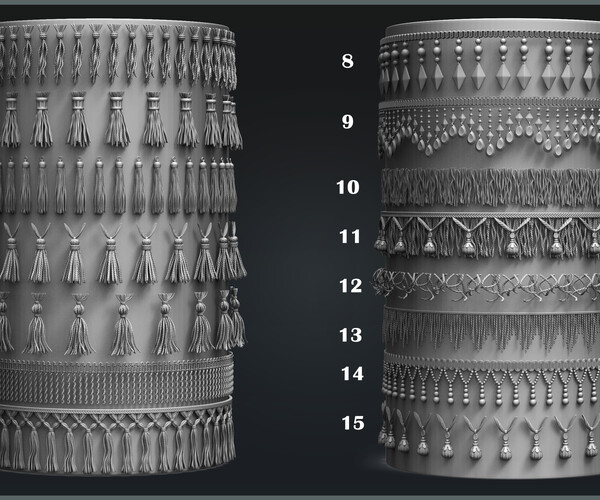 ArtStation - 15 Tassel Trim Curve Brushes + Detail Noise Preset and ...