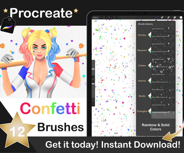 ArtStation - Colorful Confetti Brushes for Procreate, Celebration, Party, iPad Art, Apple Pencil ...
