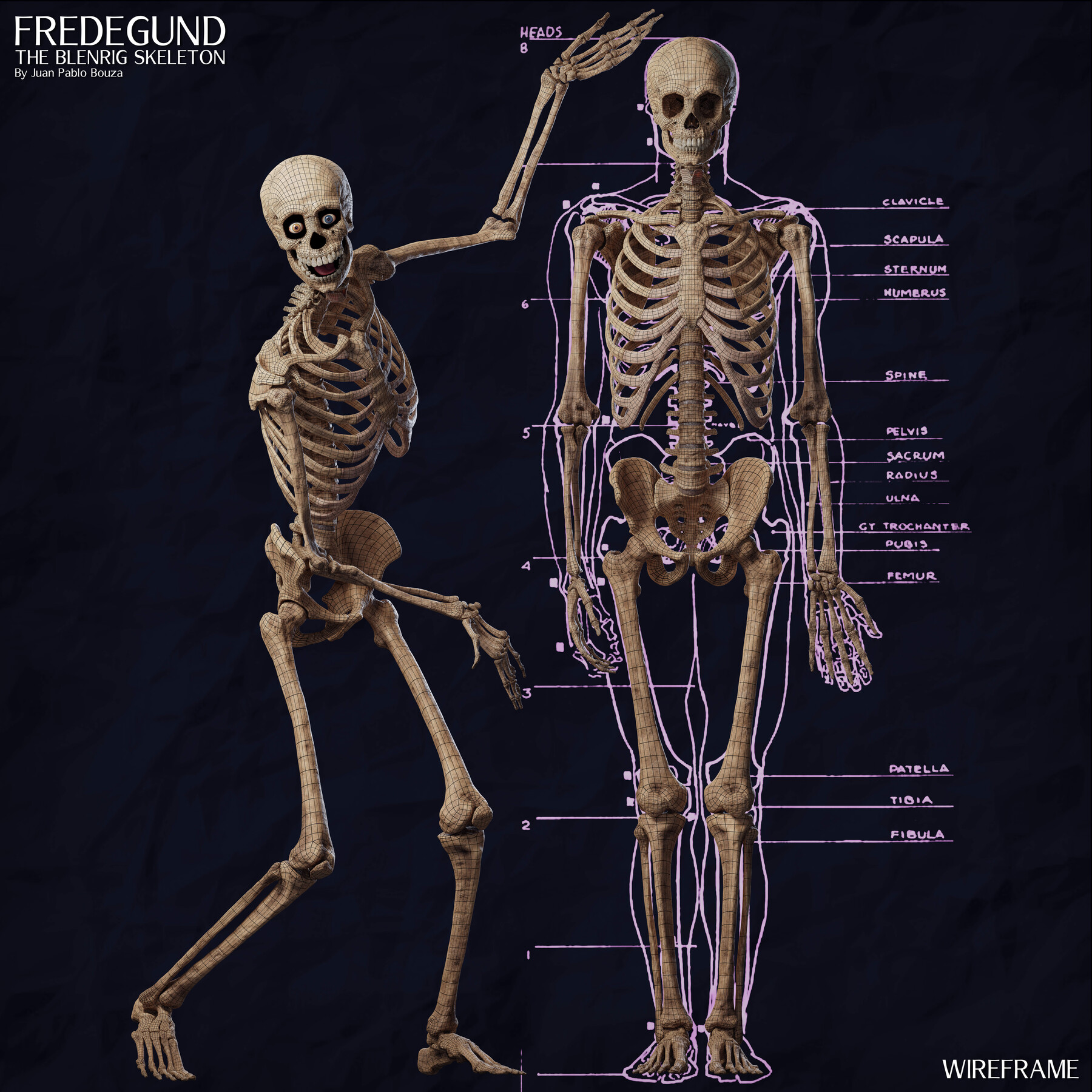 ArtStation - Fredegund - The BlenRig Skeleton | Resources