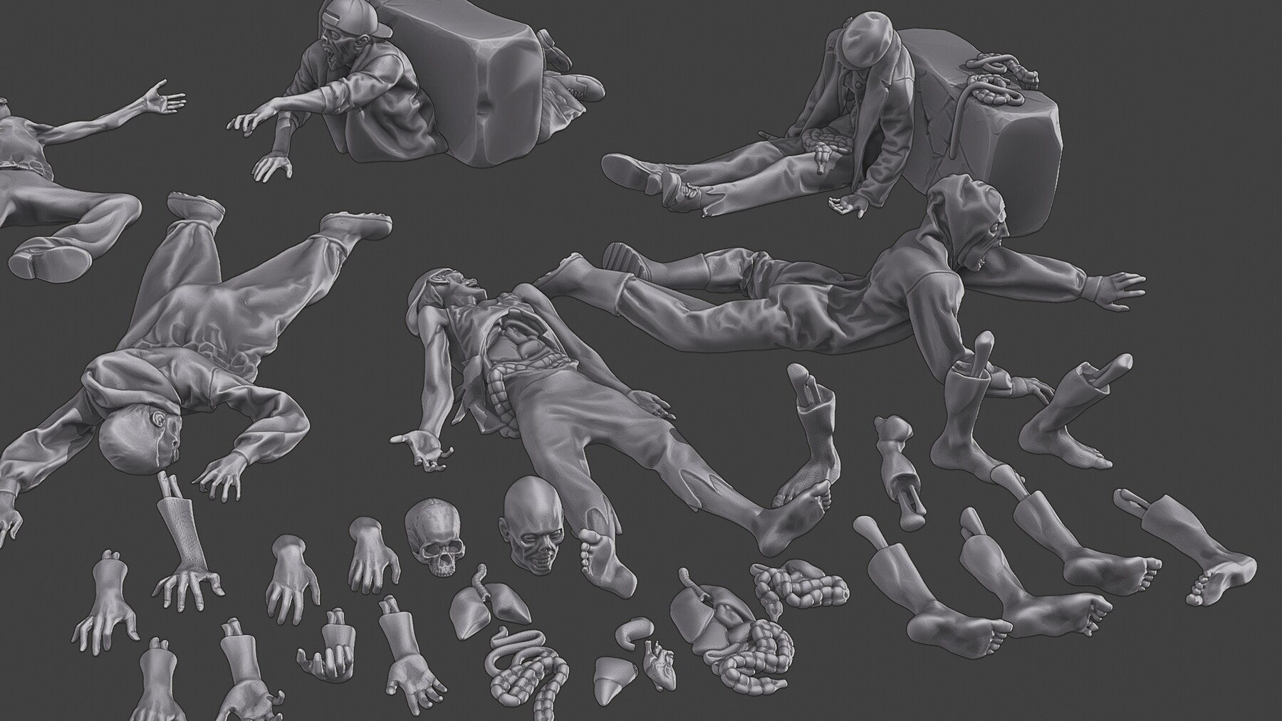 ArtStation - Zombie Crushed and Breaks Pack 1 | Resources