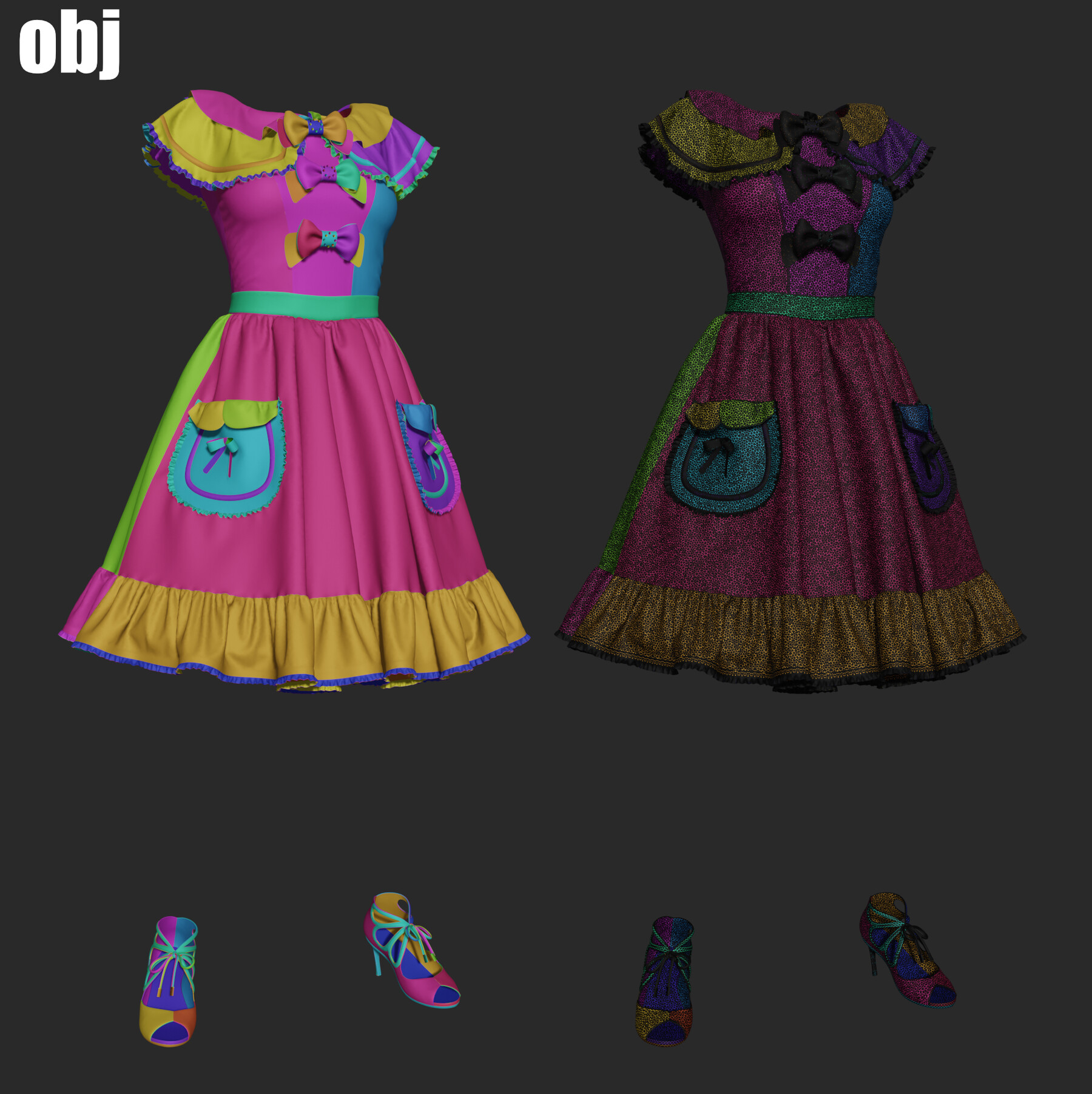 ArtStation - Dress 7_4. Marvelous Designer/Clo3d project + OBJ. | Resources