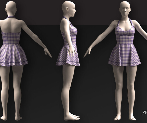 ArtStation - FREE BATHING DRESS No.04. CLO3D, MD PROJECTS+OBJ+FBX ...