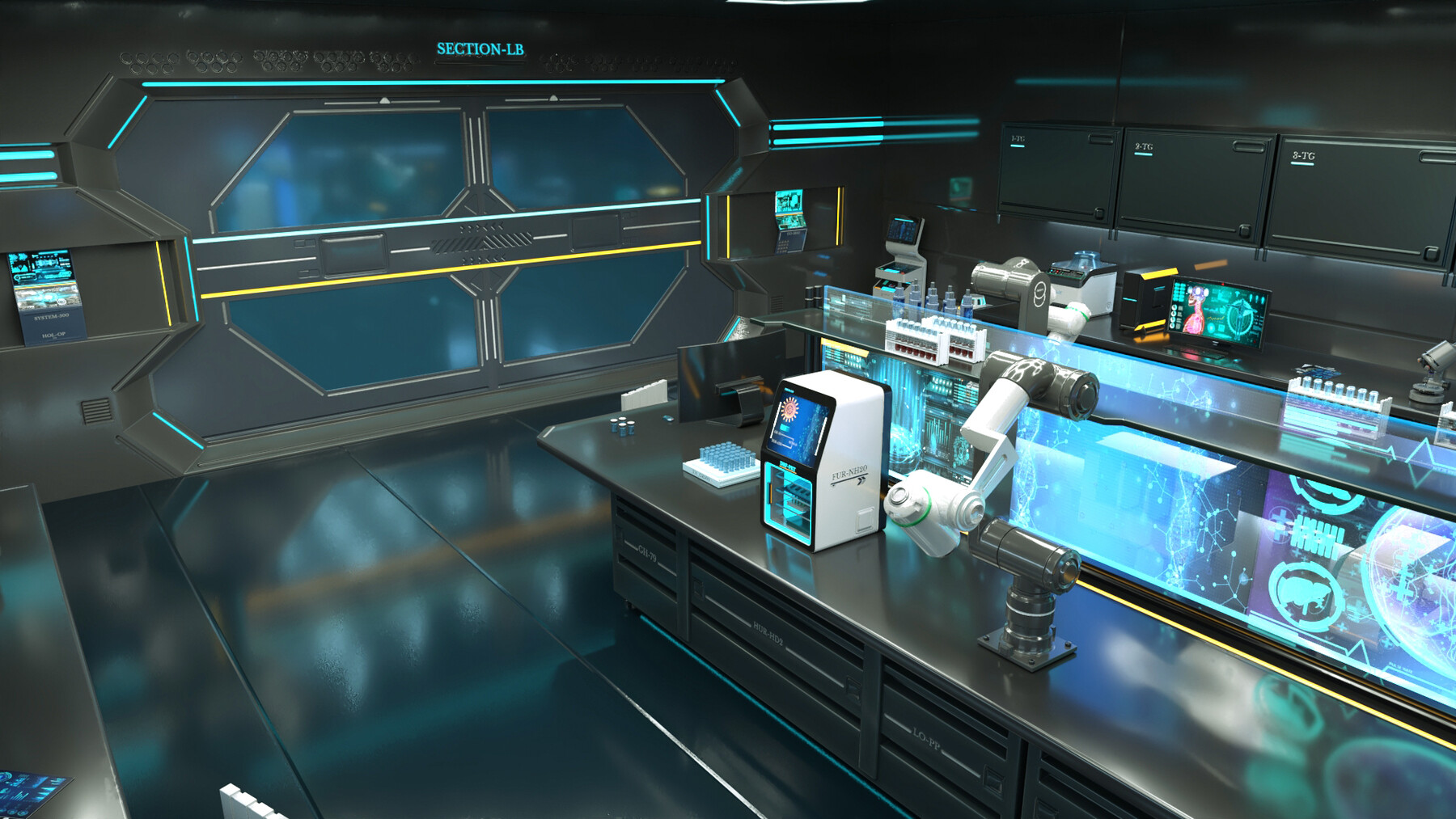 ArtStation - Sci Fi Interior laboratory (modern) - scifi station 3D ...
