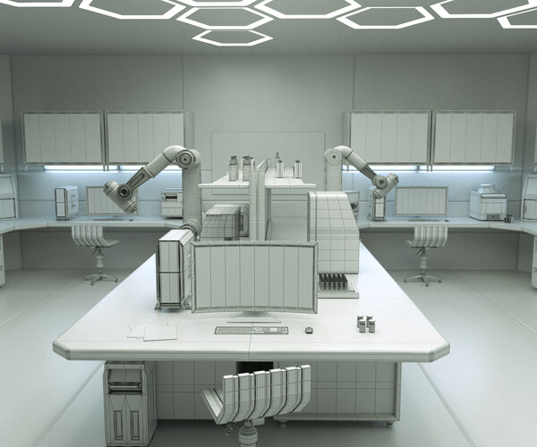 ArtStation - Sci Fi Interior laboratory (modern) - scifi station 3D model | Resources