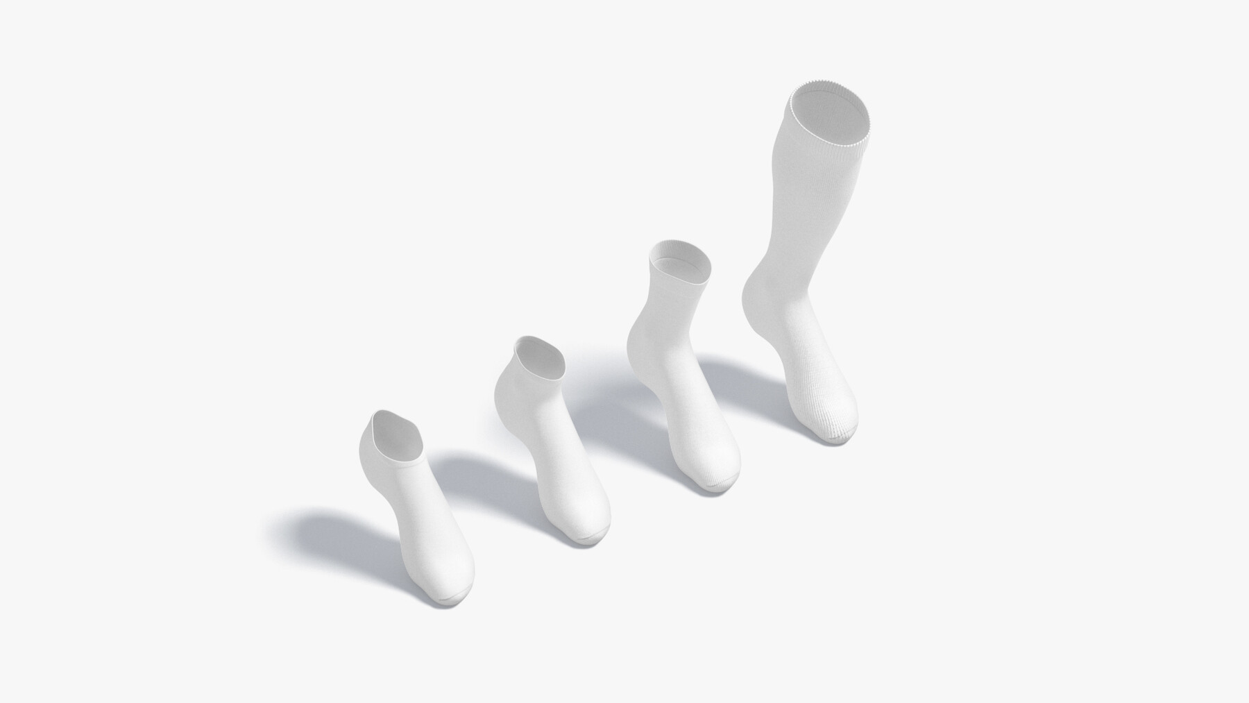 ArtStation - White Single Socks on tiptoe different shapes - fabric sox ...