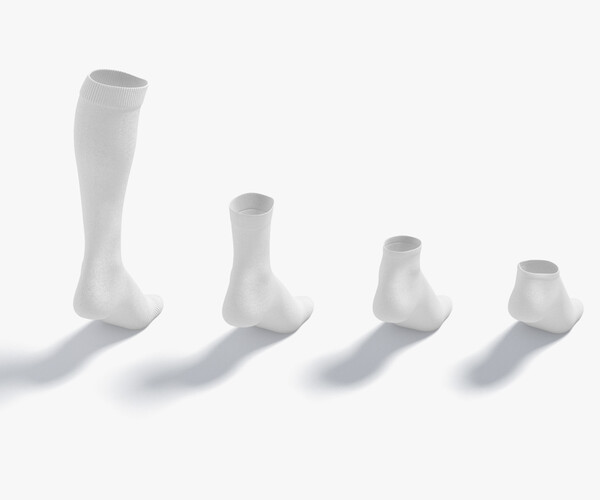 ArtStation - White Single Socks on tiptoe different shapes - fabric sox ...