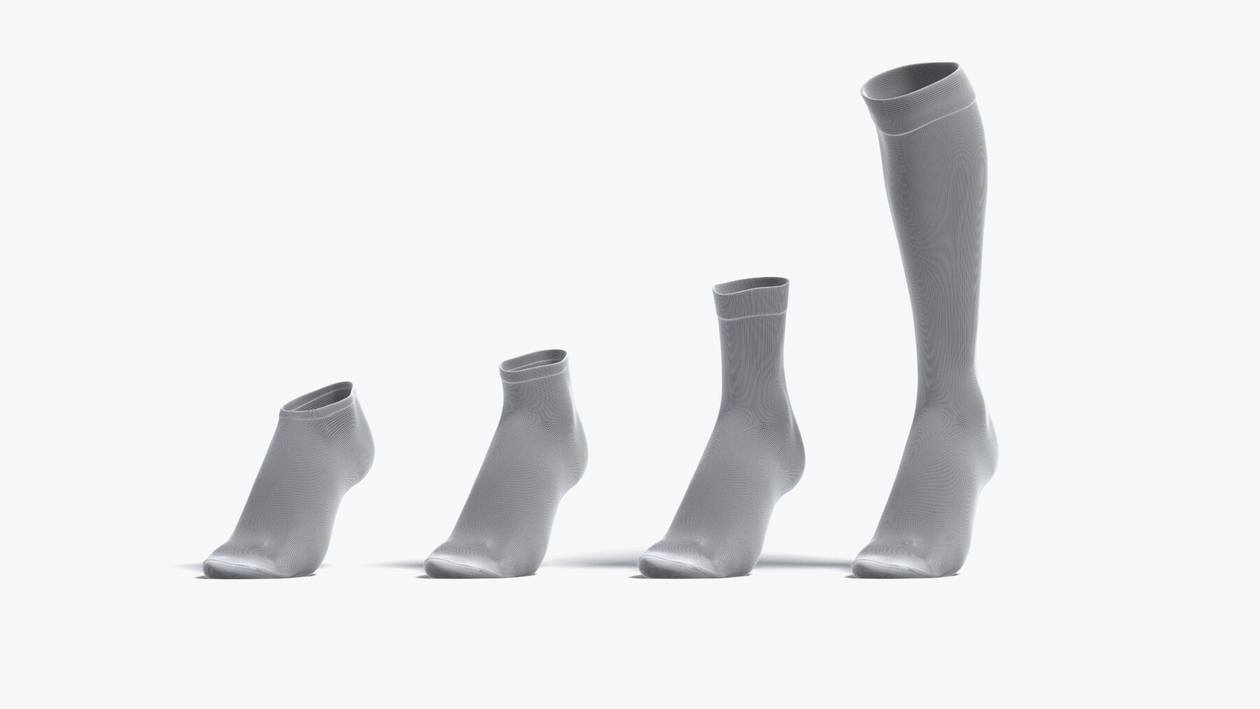 ArtStation - White Single Socks on tiptoe different shapes - fabric sox ...