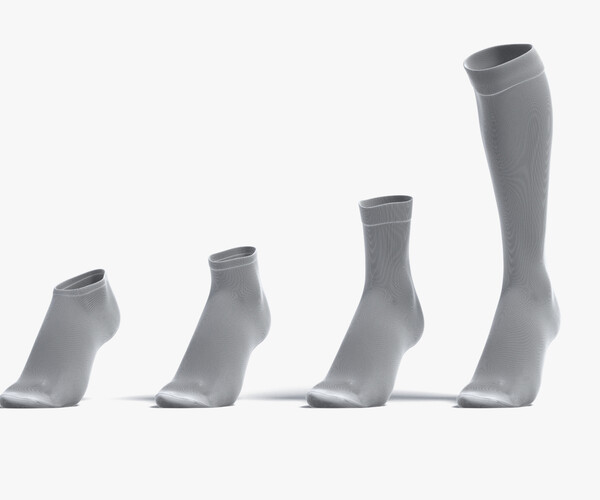 ArtStation - White Single Socks on tiptoe different shapes - fabric sox ...
