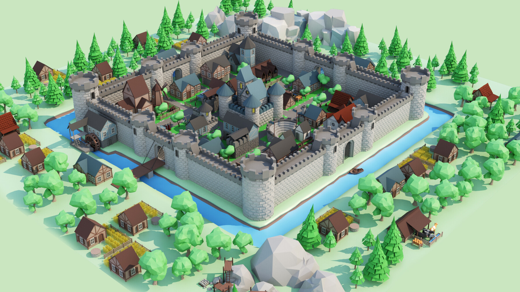 ArtStation - Tile pack castle Low-poly 3D model | Game Assets