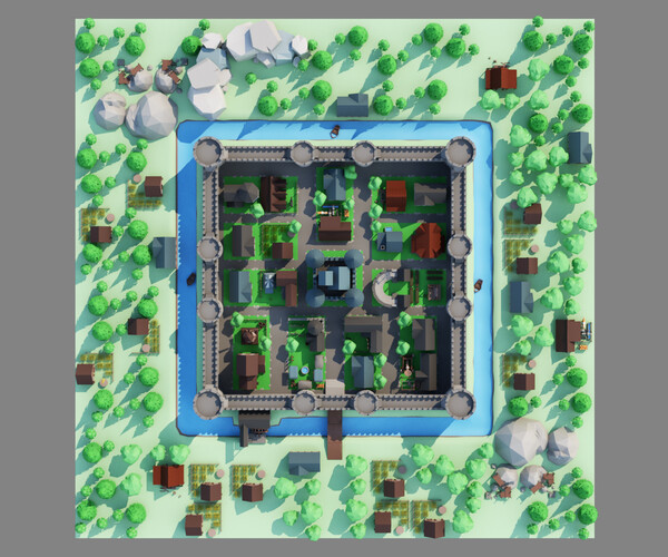 ArtStation - Tile pack castle Low-poly 3D model | Game Assets