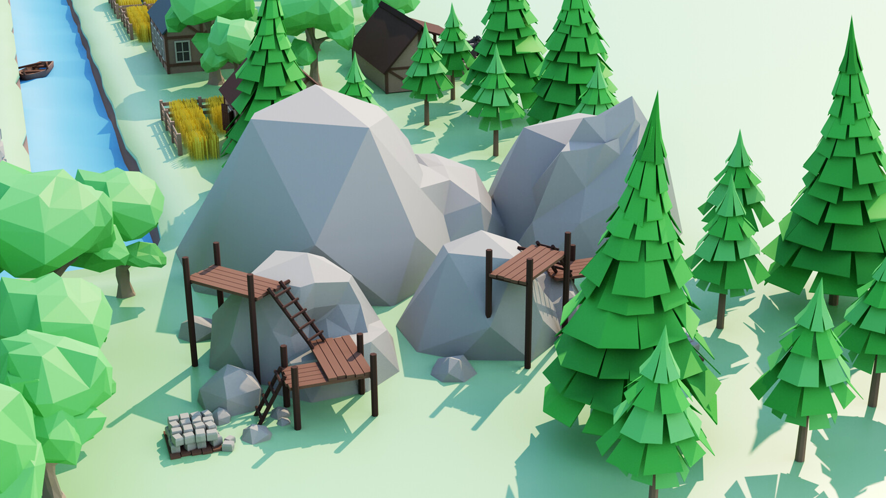 ArtStation - Tile pack castle Low-poly 3D model | Game Assets