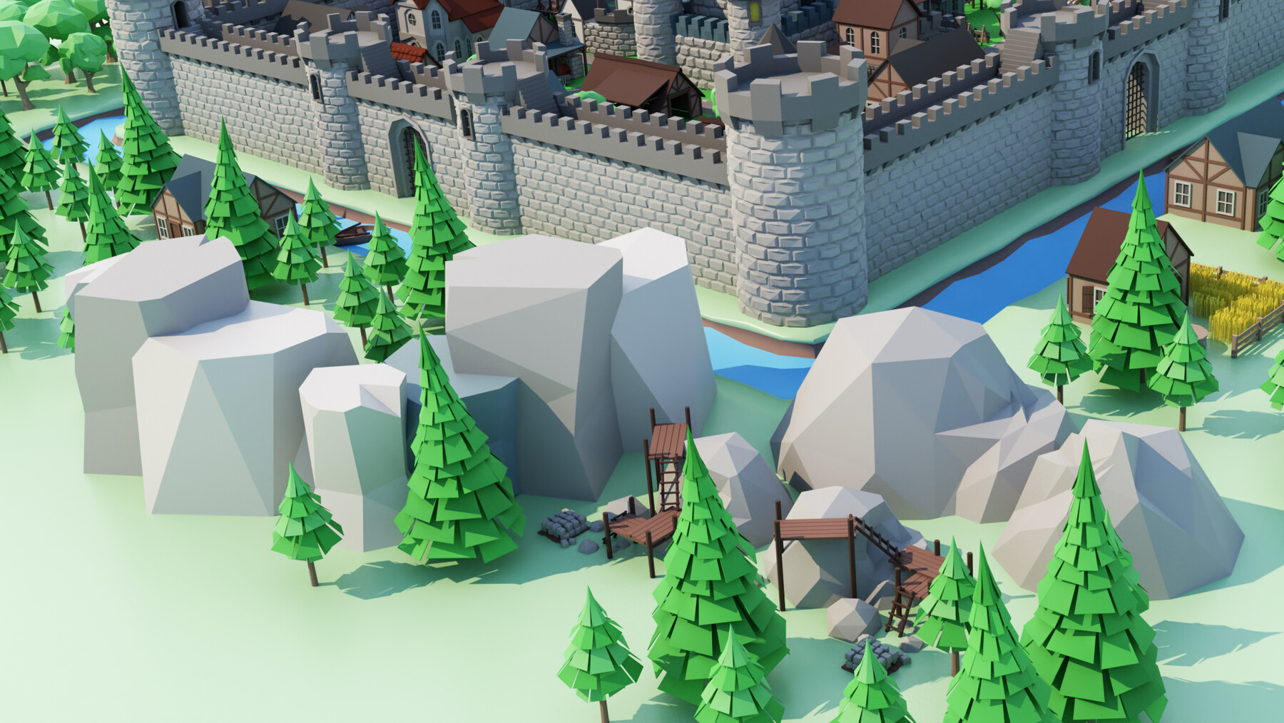 ArtStation - Tile pack castle Low-poly 3D model | Game Assets