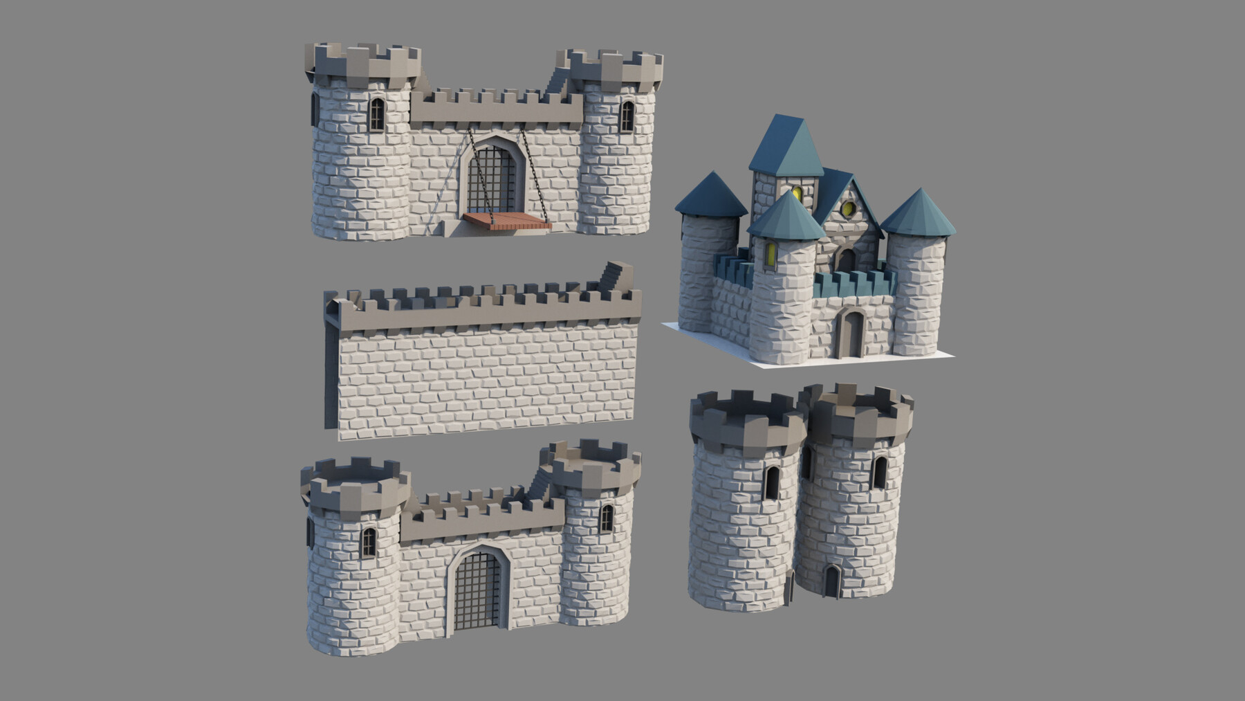 ArtStation - Tile pack castle Low-poly 3D model | Game Assets
