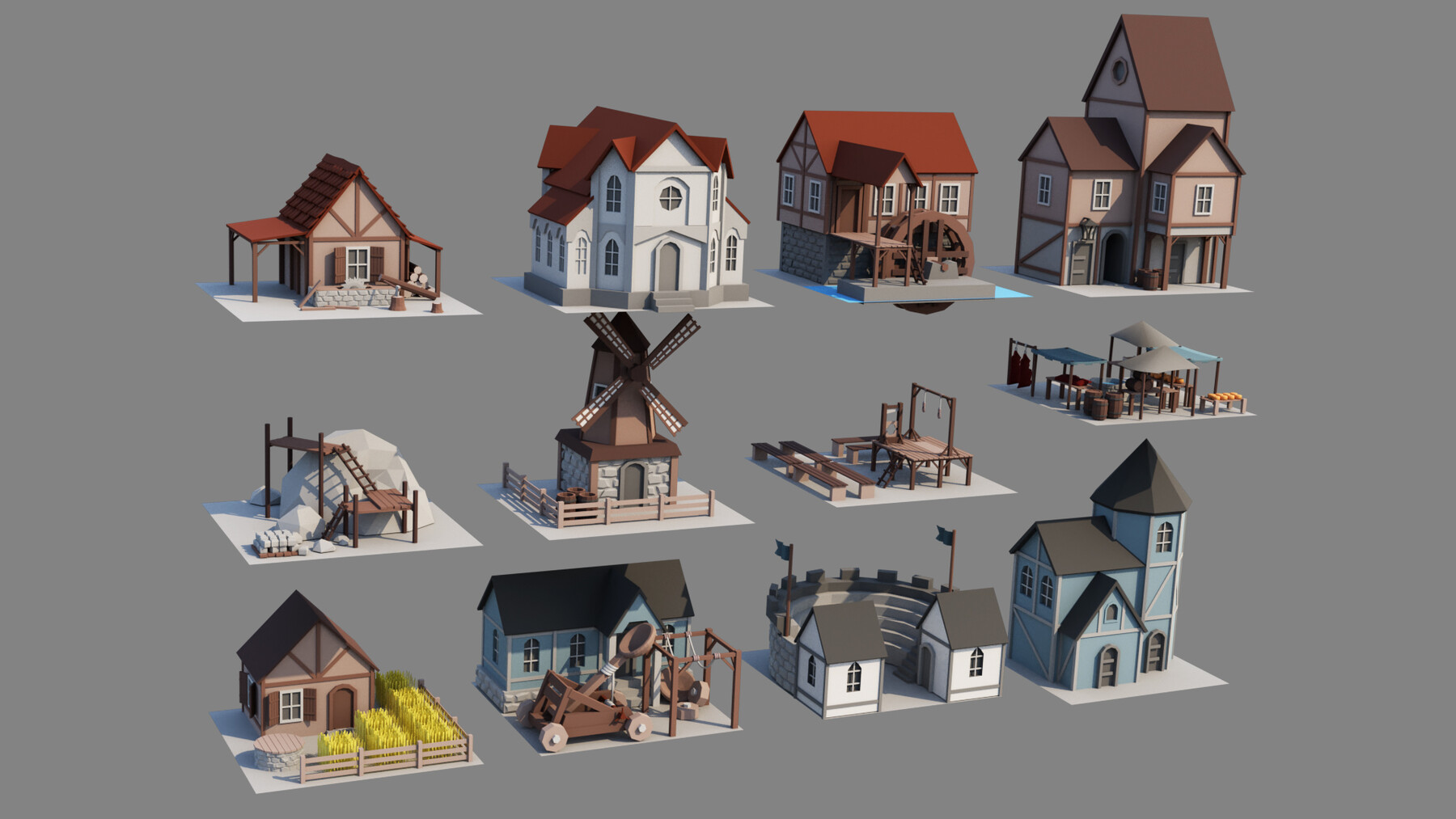 ArtStation - Tile pack castle Low-poly 3D model | Game Assets