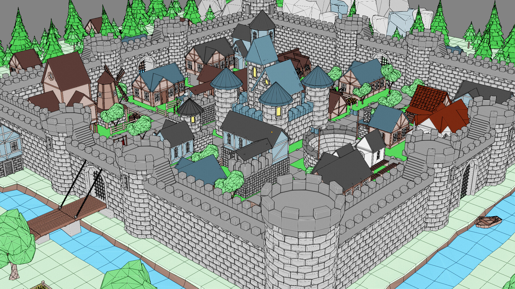 ArtStation - Tile pack castle Low-poly 3D model | Game Assets