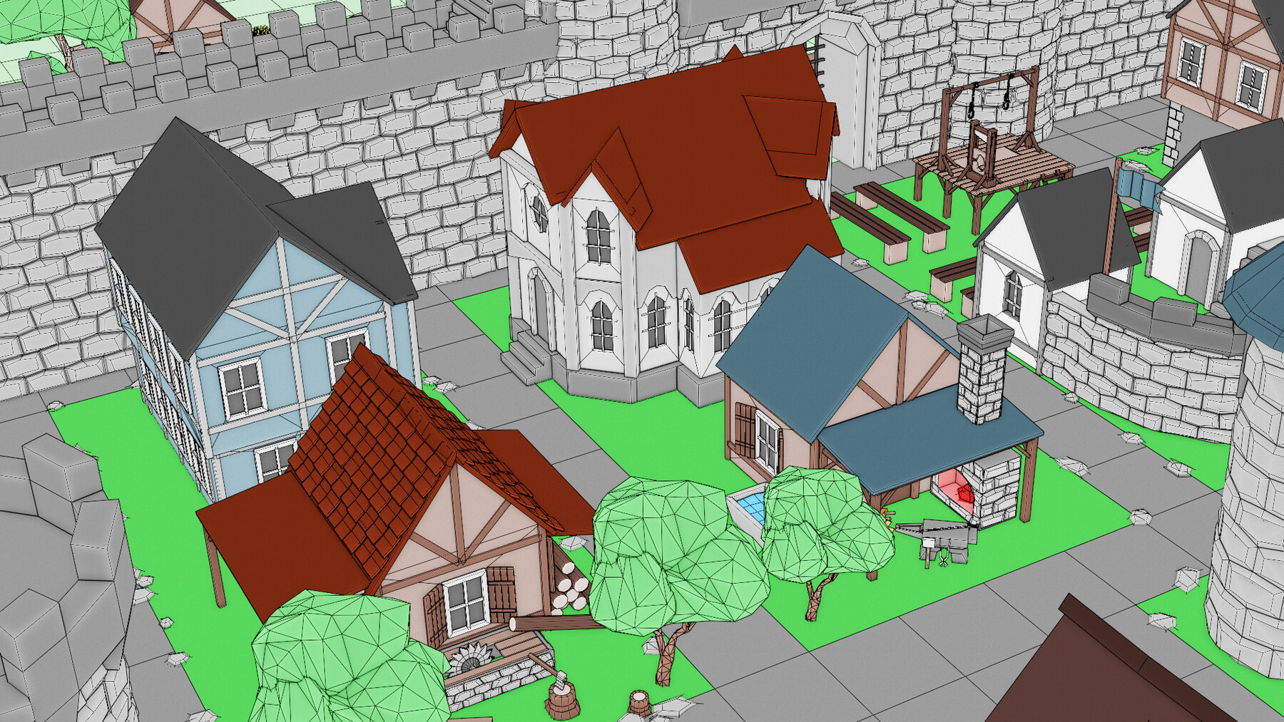 ArtStation - Tile pack castle Low-poly 3D model | Game Assets