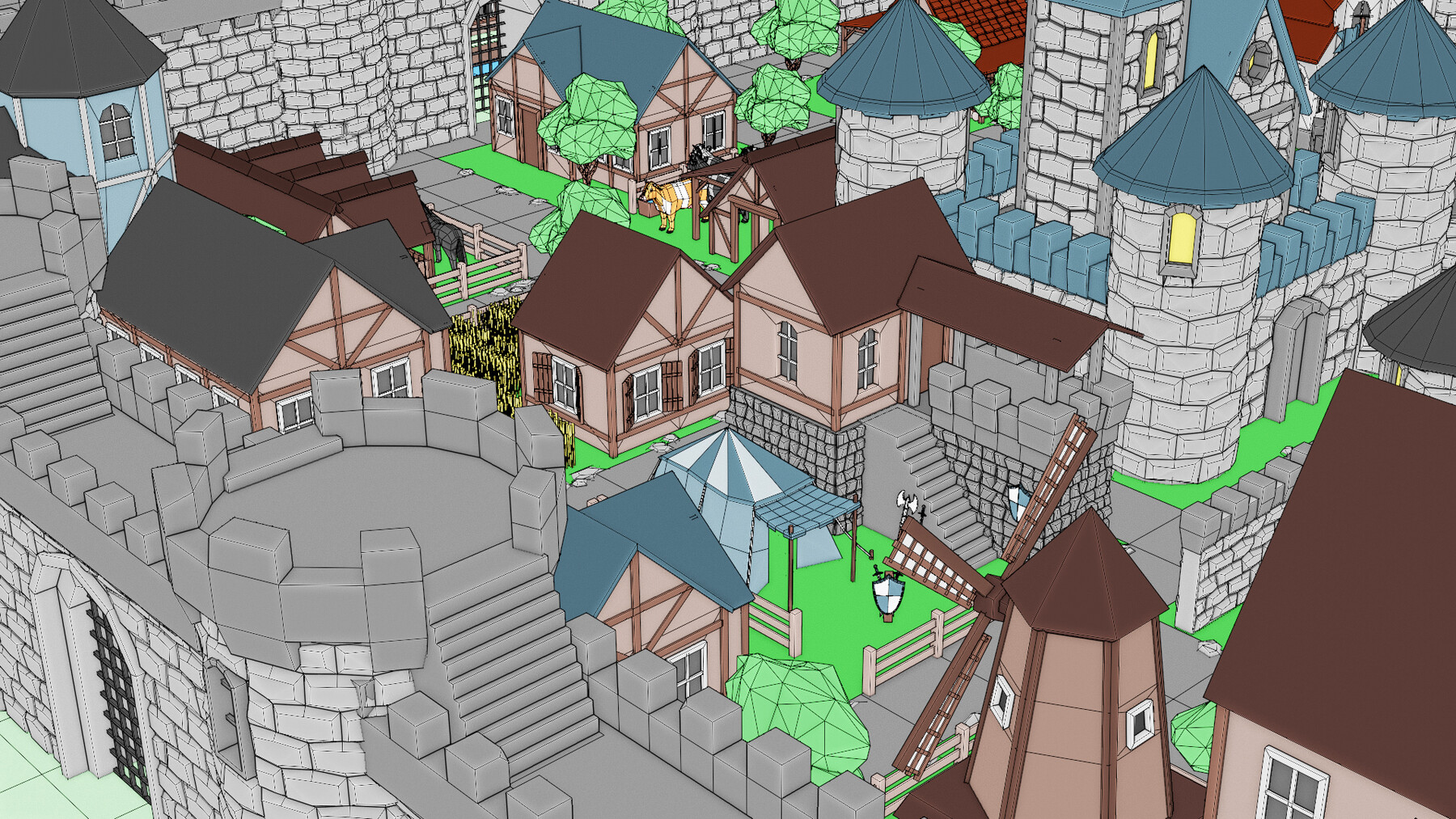 ArtStation - Tile pack castle Low-poly 3D model | Game Assets