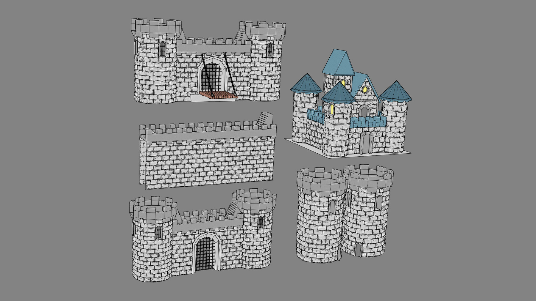 ArtStation - Tile pack castle Low-poly 3D model | Game Assets