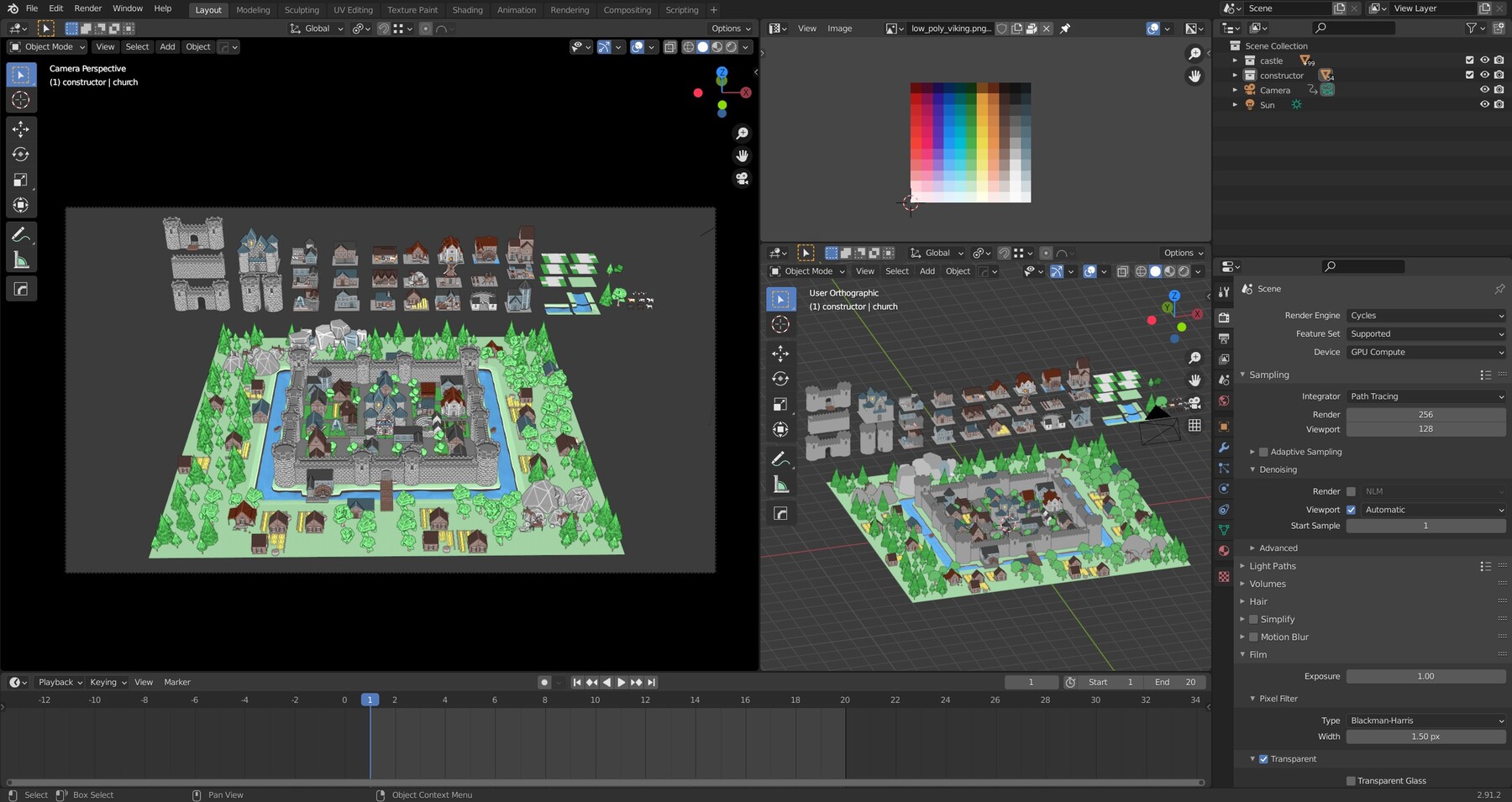 ArtStation - Tile pack castle Low-poly 3D model | Game Assets