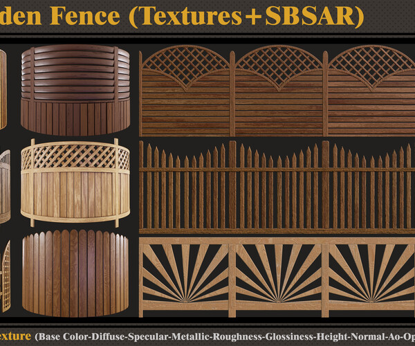 ArtStation - 40 Wooden Fence (Textures + SBSAR) | Game Assets