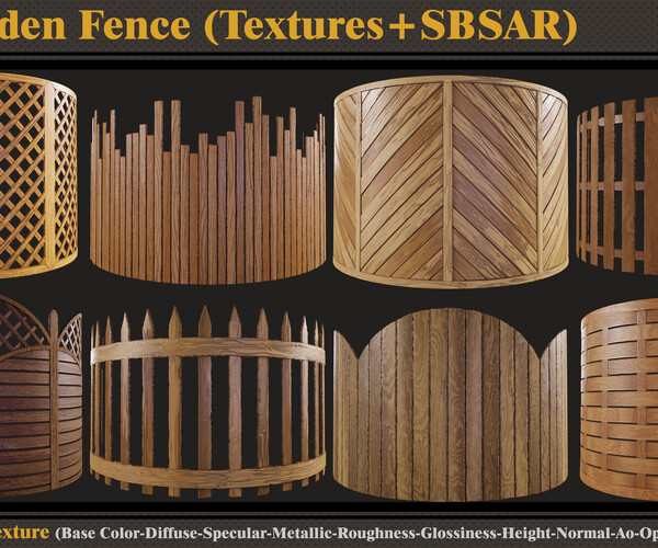 ArtStation - 40 Wooden Fence (Textures + SBSAR) | Game Assets