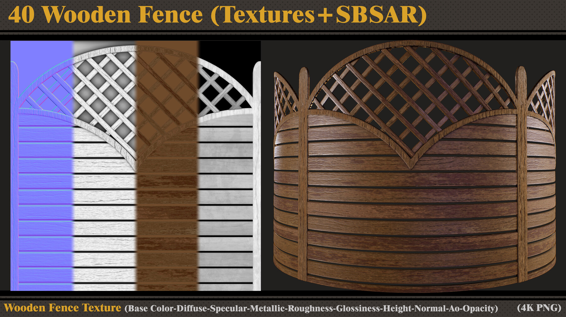 ArtStation - 40 Wooden Fence (Textures + SBSAR) | Game Assets