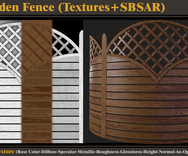 ArtStation - 40 Wooden Fence (Textures + SBSAR) | Game Assets