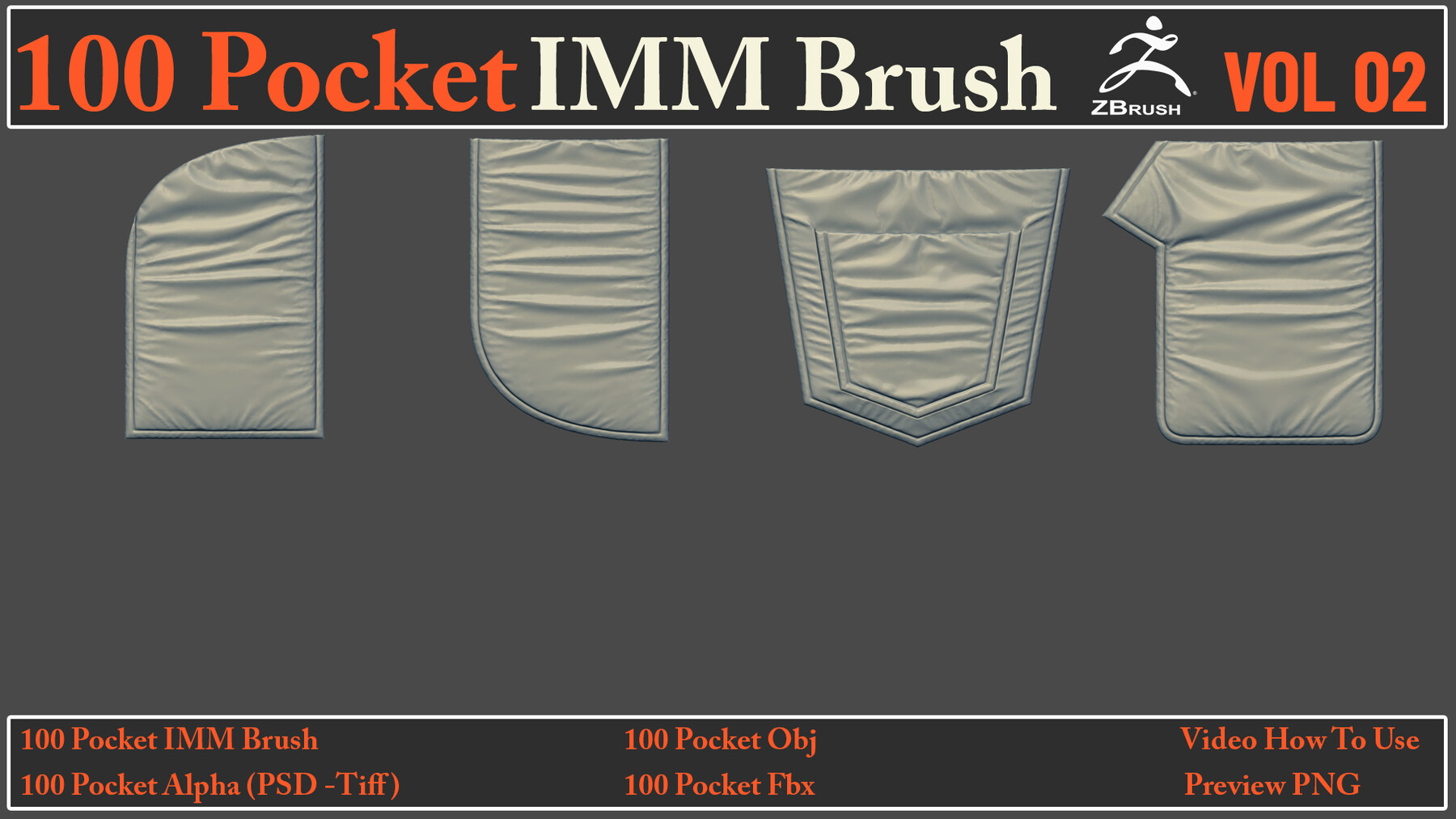 ArtStation - 100 Pocket IMM Brush VOL02 + 100 FBX & OBJ +Video How To Use | Brushes