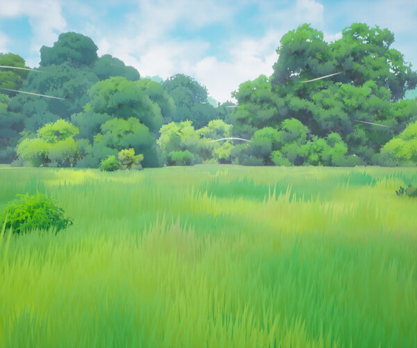 ArtStation - Stylized Scene with Grass and Flowers | Game Assets