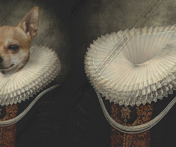 ArtStation - Queen Dog Renaissance Pet Portrait Template - PSD File ...