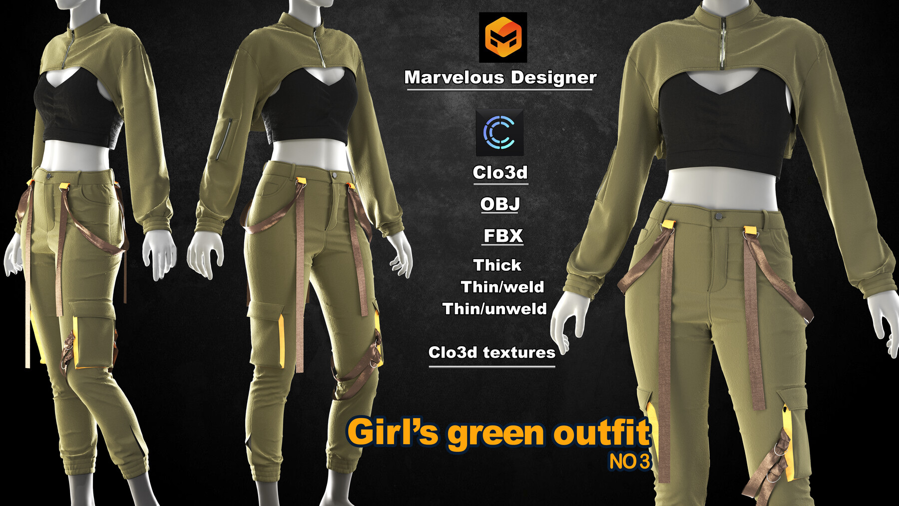 ArtStation - Green girl's outfit | Game Assets
