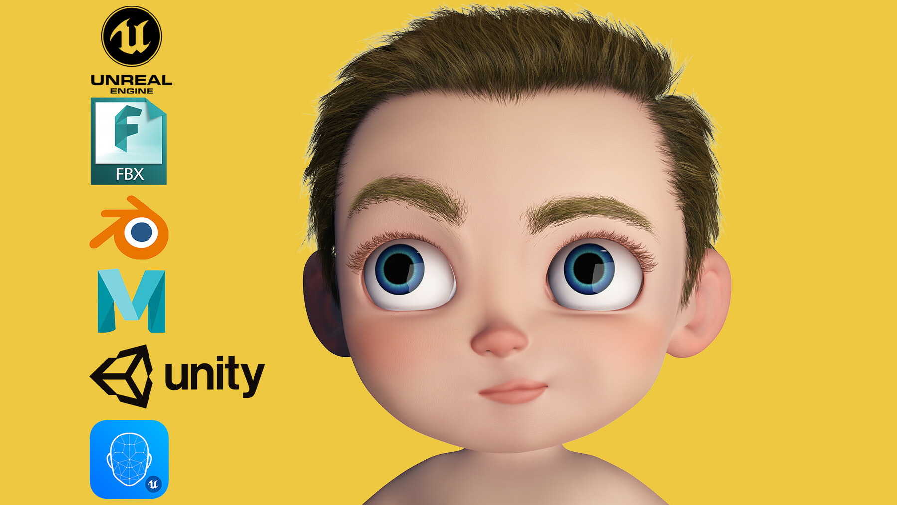 NextUpgrade3d - Cartoon Baby Rigged 3D model 5 Lods 4K Textures Low ...