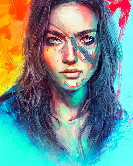 ArtStation - A colorful portrait of a young woman (7 versions) | Artworks