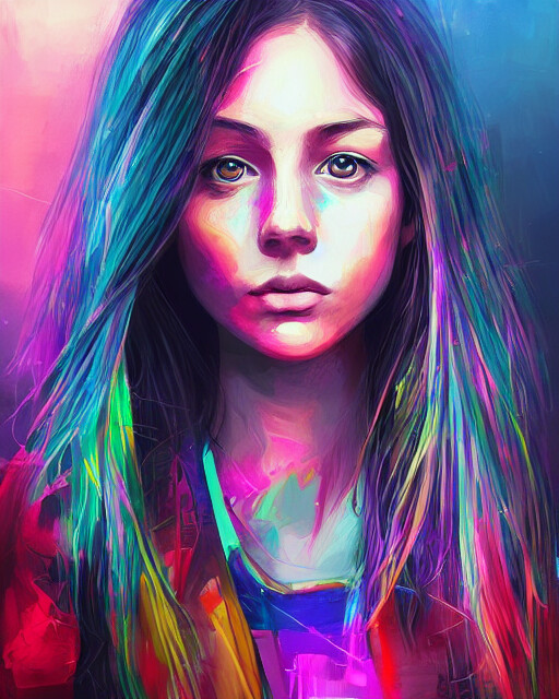 ArtStation - A colorful portrait of a young woman (7 versions) | Artworks