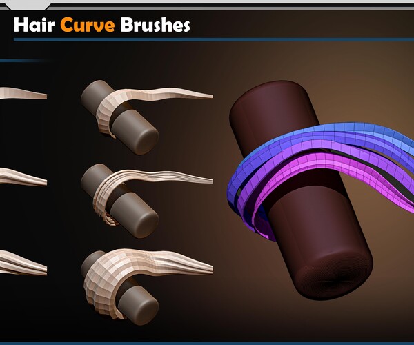 ArtStation - Hair Curve Brushes at Zbrush Vol 01 | Brushes