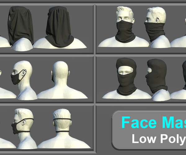 ArtStation - Face Mask Low Poly With UV Vol.1 | Game Assets