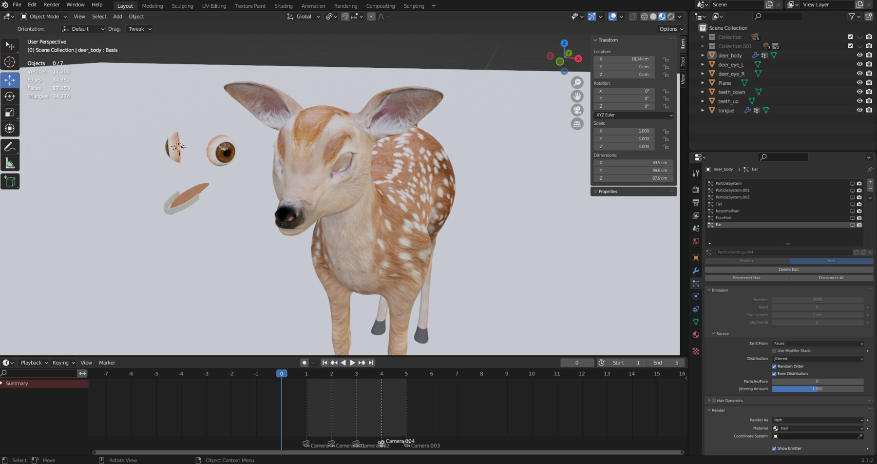 ArtStation - Fur Fawn Deer Rigged and Animated Blender | Game Assets